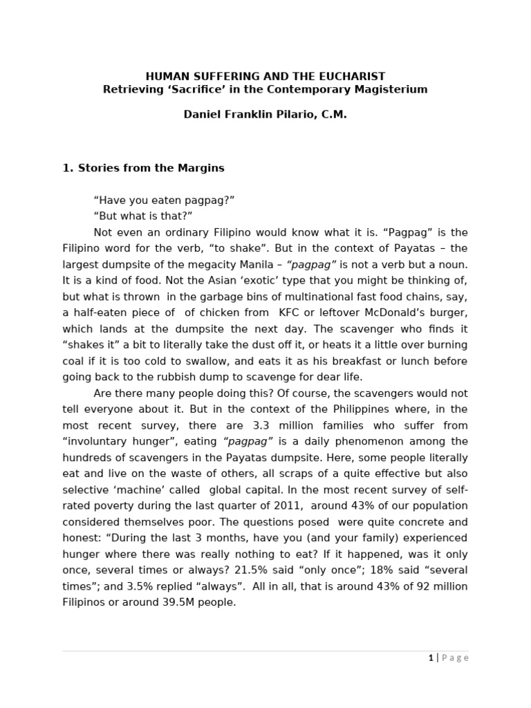 Danny Pilario Suffering and Eucharist | PDF | Sacrifice | Eucharist