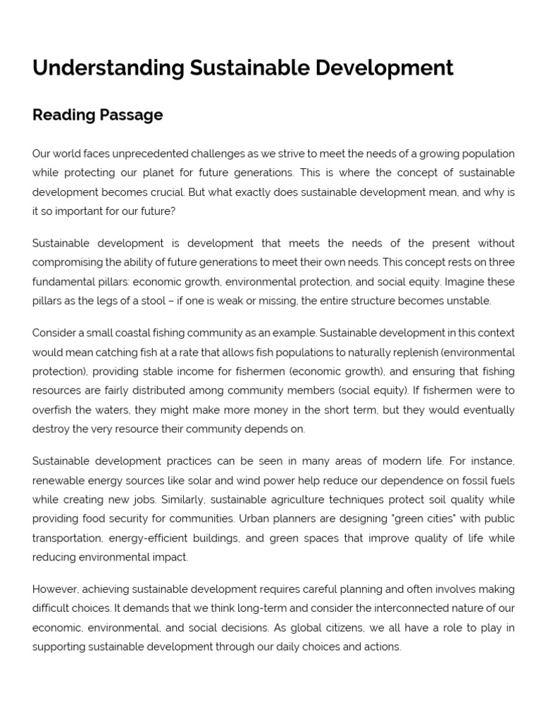 Worksheet Understanding Sustainable Development | PDF | Sustainability ...