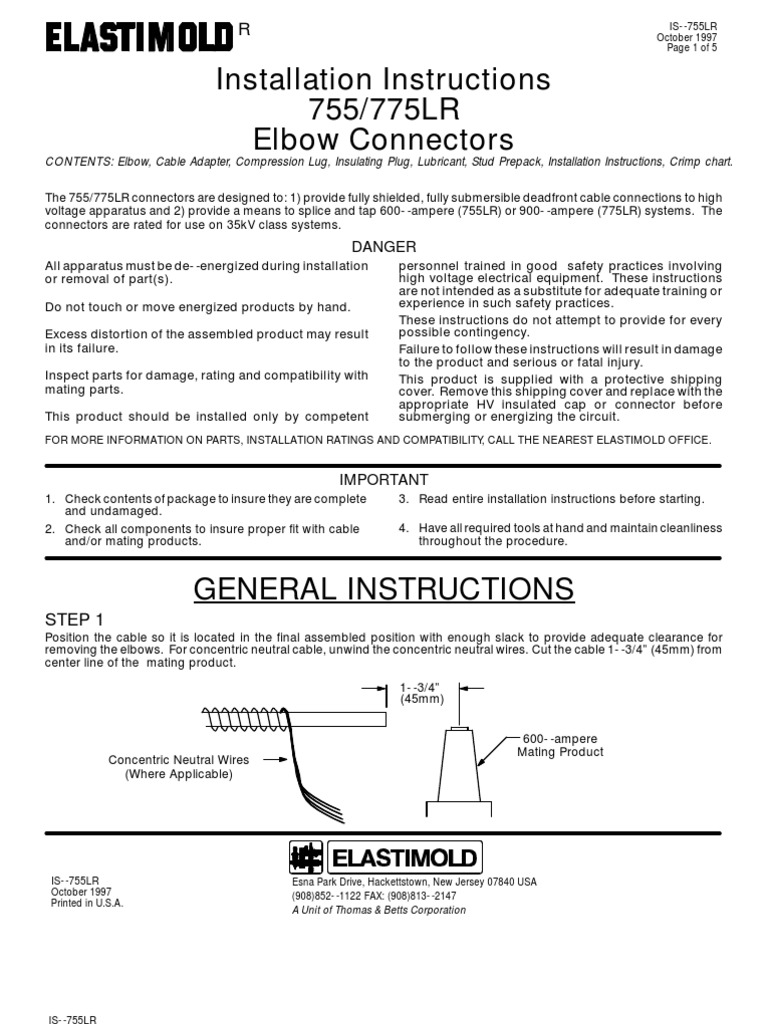 Cable Termination - Installation Instructions - 755LR - Is | PDF ...