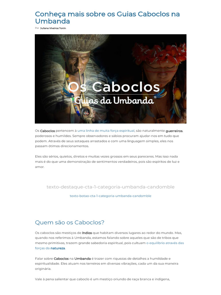 Guias Caboclos na Umbanda: Sabedoria e Força | PDF | Amor | Sabedoria