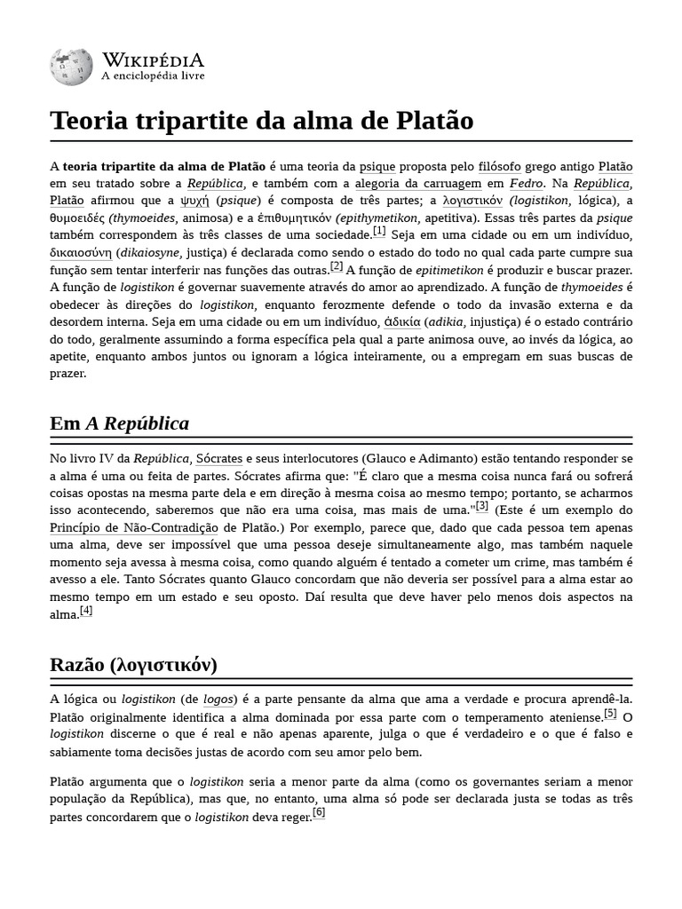 Tripartição da Alma em Platão | PDF | Platão | Filosofia Grega Antiga