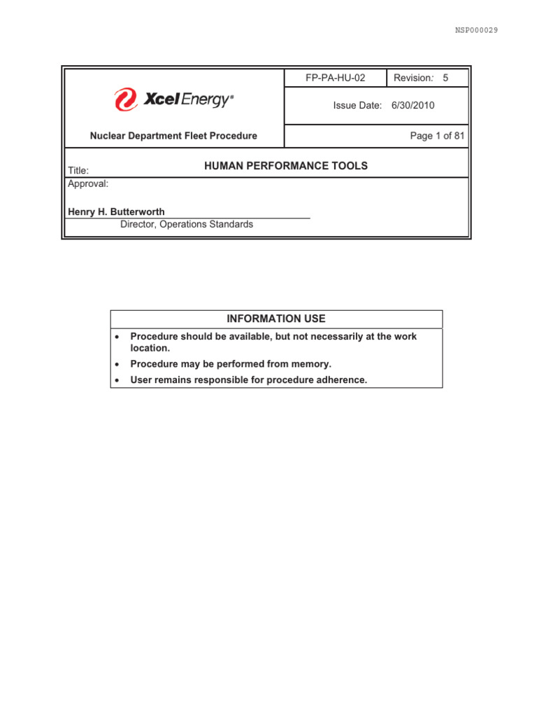 Human Performance Tools Procedure Guide | PDF | Risk | Risk Management