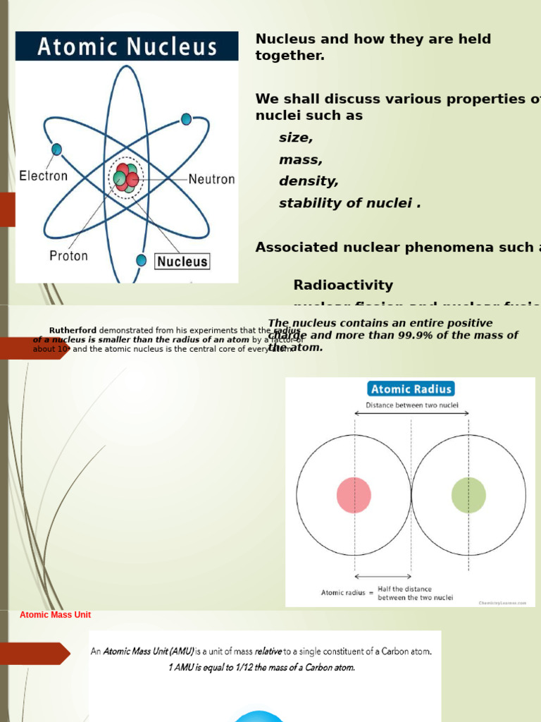 Nucleus and How They Are Held Together. We Shall Discuss Various ...