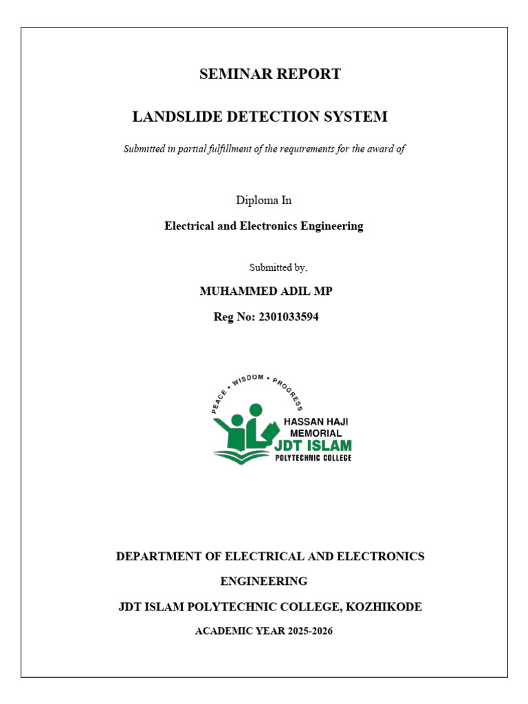 Landslide Detection System Seminar Report | PDF | Sensor | Power Supply