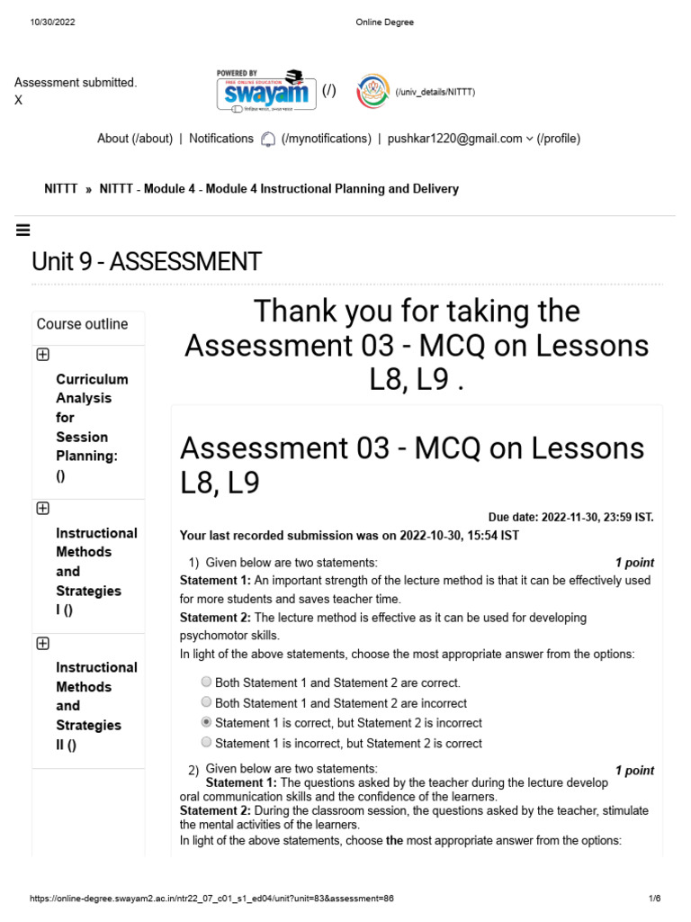 M4 Quiz 3 | PDF | Multiple Choice | Learning