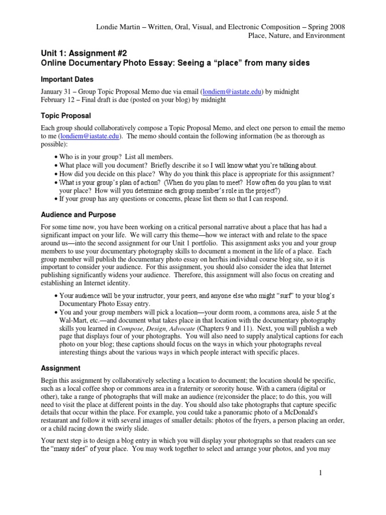 Assignment 2 - Online Documentary Photo Essay | PDF | Photograph | Essays