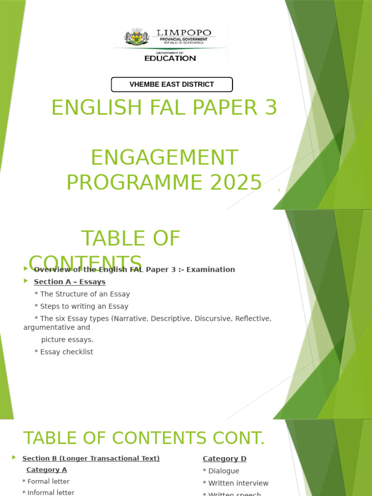English FAL Paper 3 Overview 2025 | PDF | Essays | Human Communication