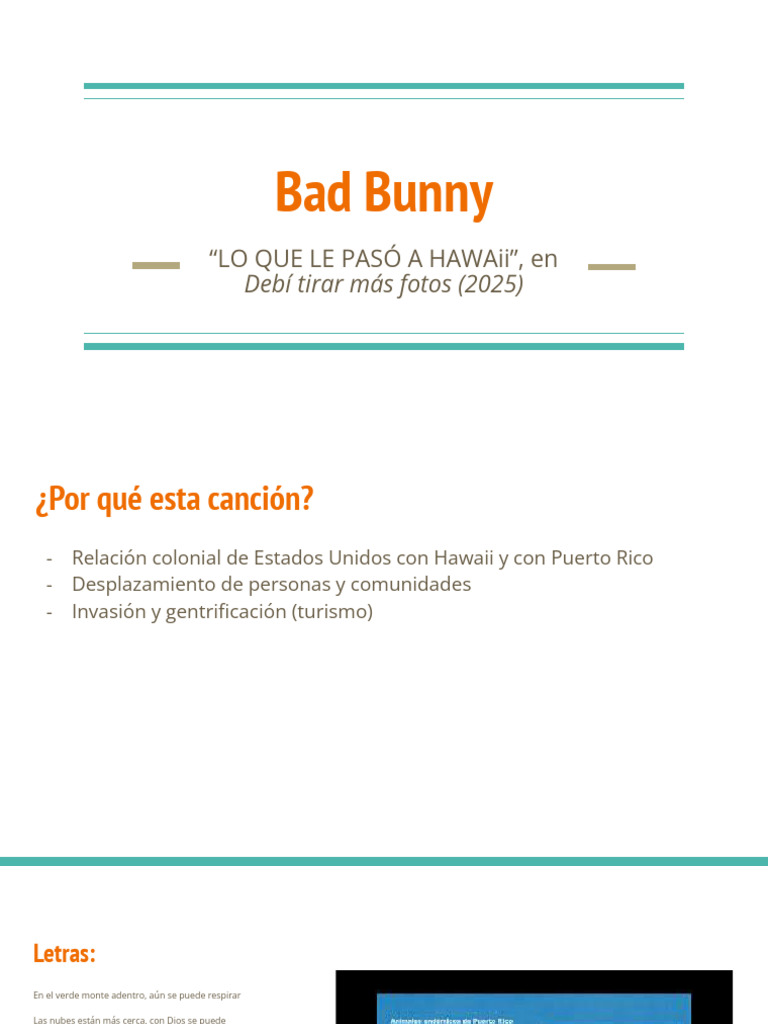 Bad Bunny: "Lo que le pasó a Hawái" | PDF