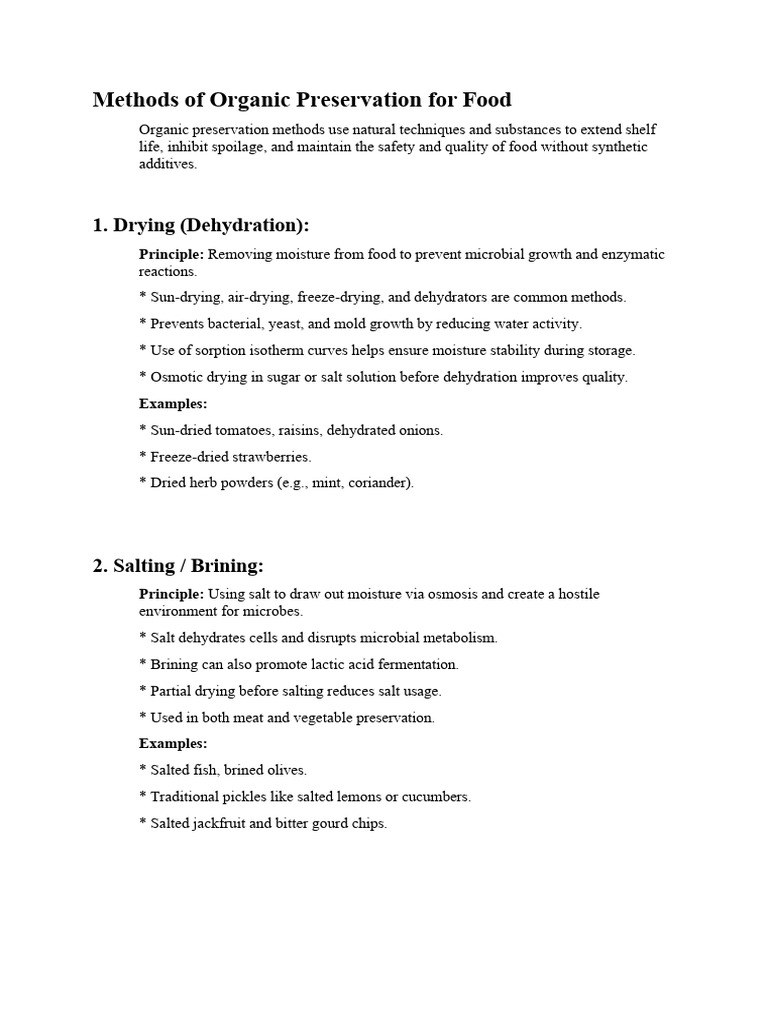 Methods of Organic Preservation For Food | PDF | Pickling | Food ...