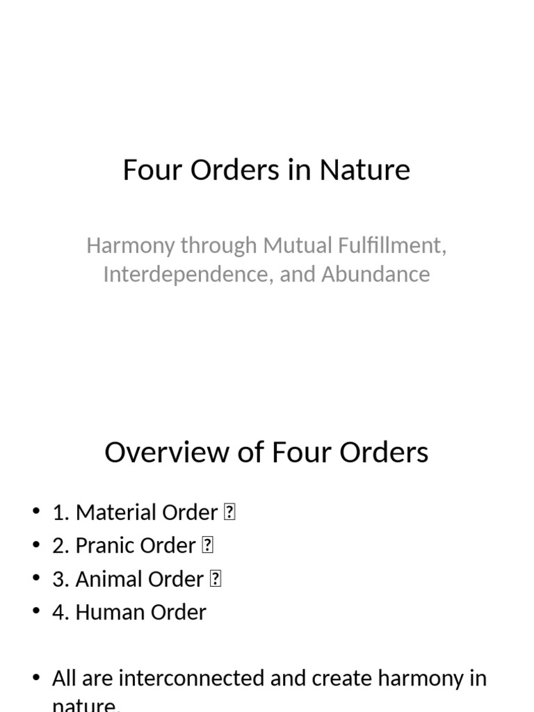 Four Orders of Nature Explained | PDF