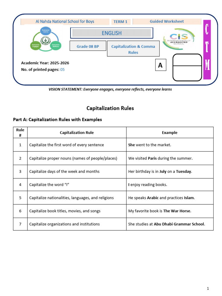 Capitalization and Comma Rules Guide | PDF | Linguistics | Syntax