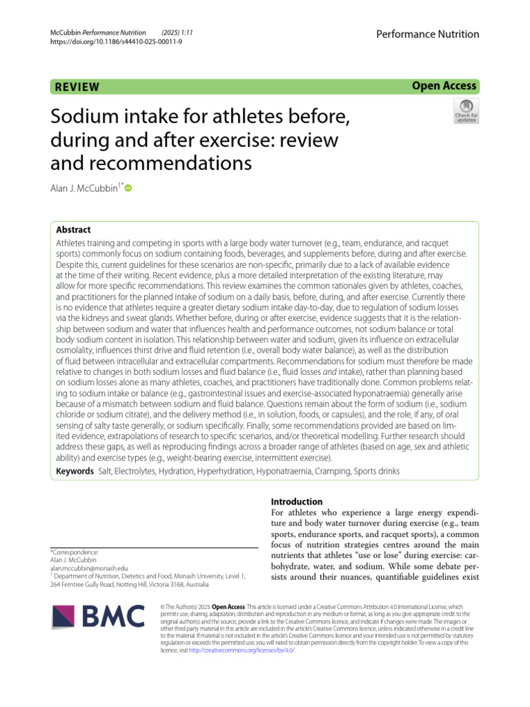 Sodium Intake Guidelines for Athletes | PDF | Sodium | Dietary Supplements