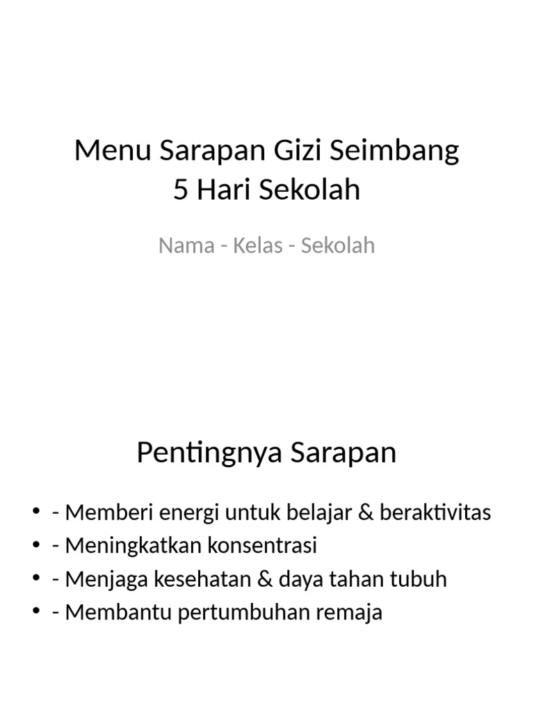 Menu Sarapan Gizi Seimbang | PDF