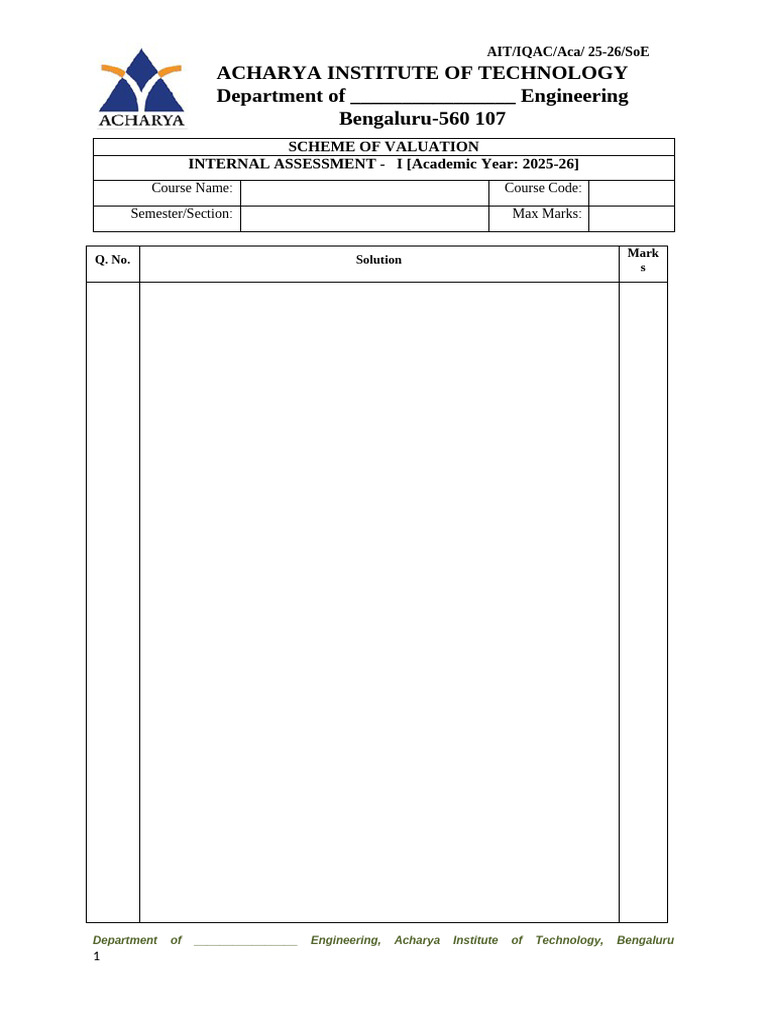 IA Scheme of Evaluation - AIT-September 2025 | PDF