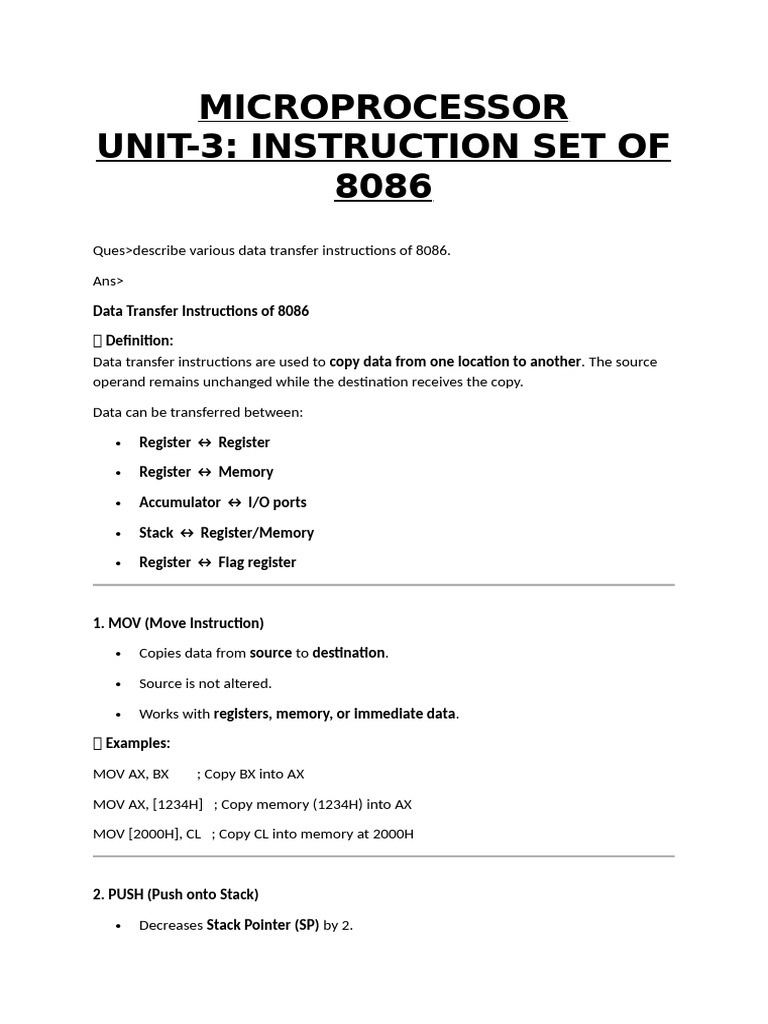 Microprocessor (Unit 3) | PDF | Assembly Language | Control Flow