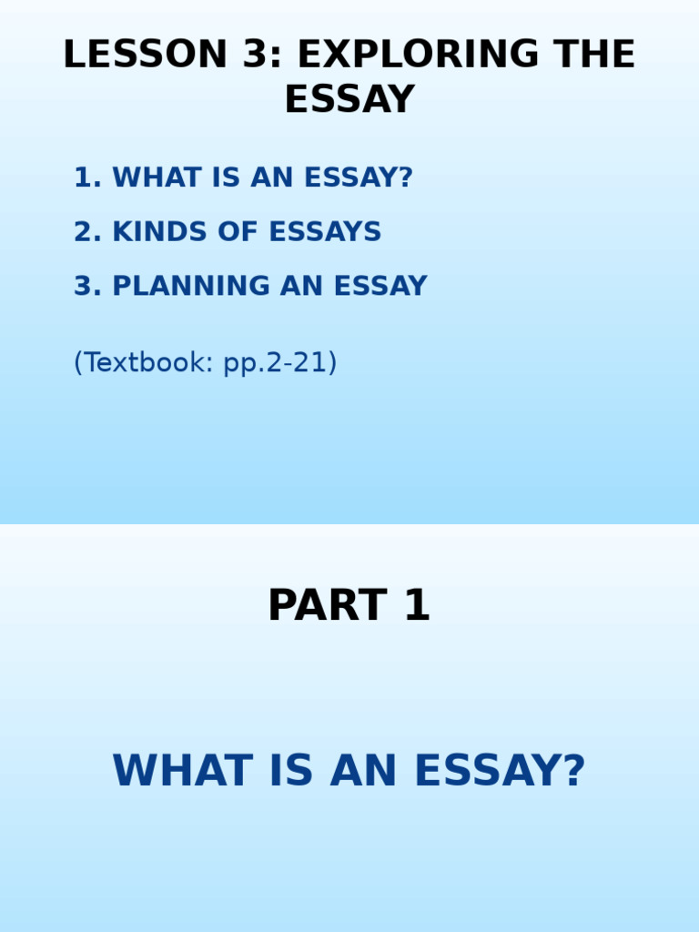 Week 3 - Overview of An Essay | PDF | Reason | Essays