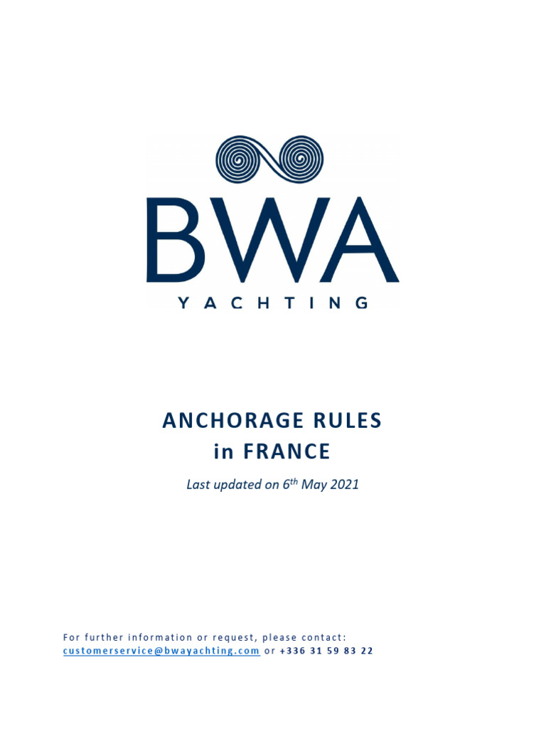 BWA France Anchorage Rules 2021 | PDF | Maritime Pilot | Anchor