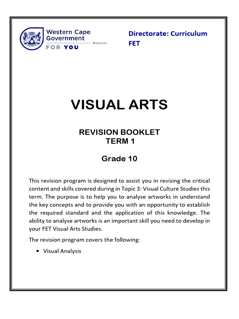 Grade 10 Visual Arts Revision Guide | PDF | Paintings | Drawing