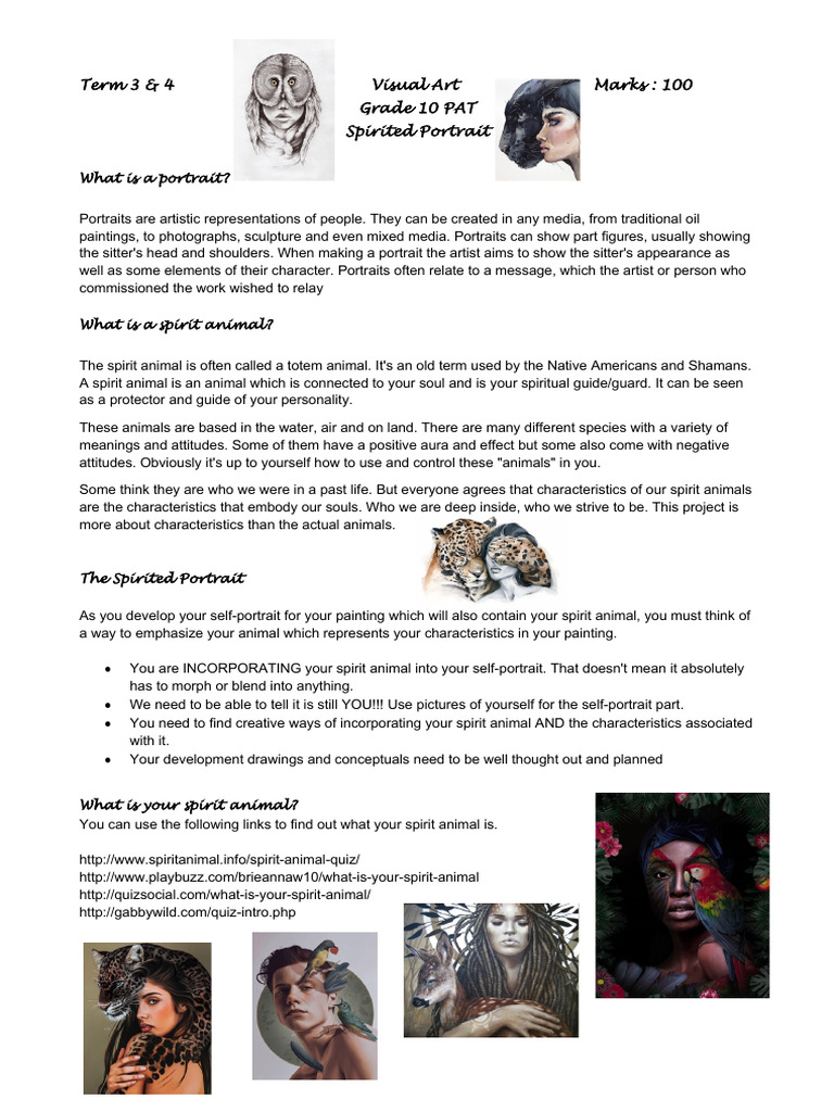 Grade 10 PAT 3 2022 Spirited Portrait | PDF | Drawing | Portrait