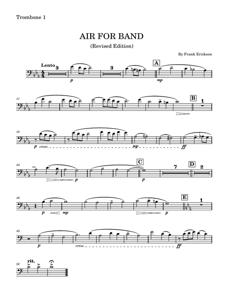 Frank Erickson's Air for Band: Trombone 1 | PDF