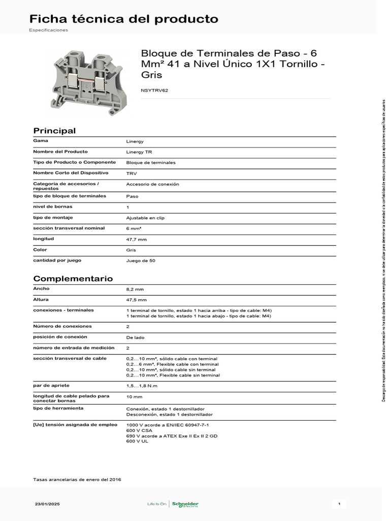 Schneider Electric AB1 NSYTRV62 | PDF | Residuos | Tornillo