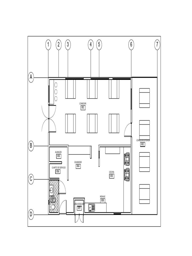 Diseño de Cafetería en AutoCAD | PDF