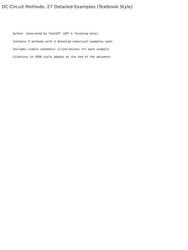 DC Circuit Analysis: 27 Examples | PDF | Analog Circuits | Electronic ...