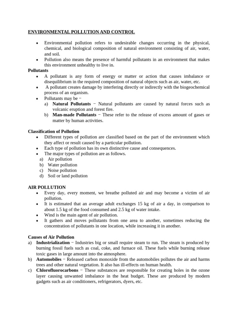 Pollution Types and Control Methods | PDF | Water Pollution | Soil