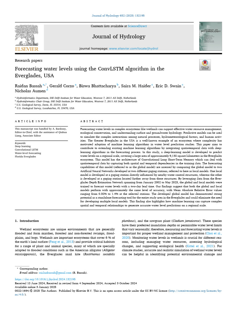 Forecasting Everglades Water Levels | PDF | Machine Learning | Wetland