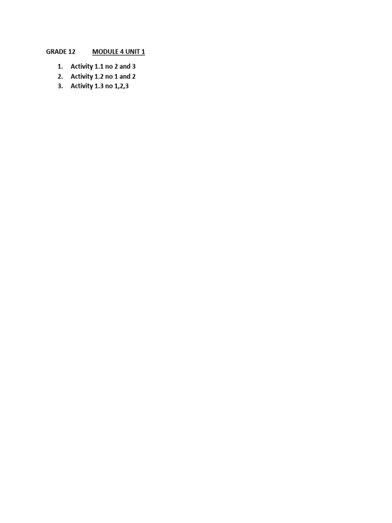 Grade 12 Module 4 Unit 1 | PDF