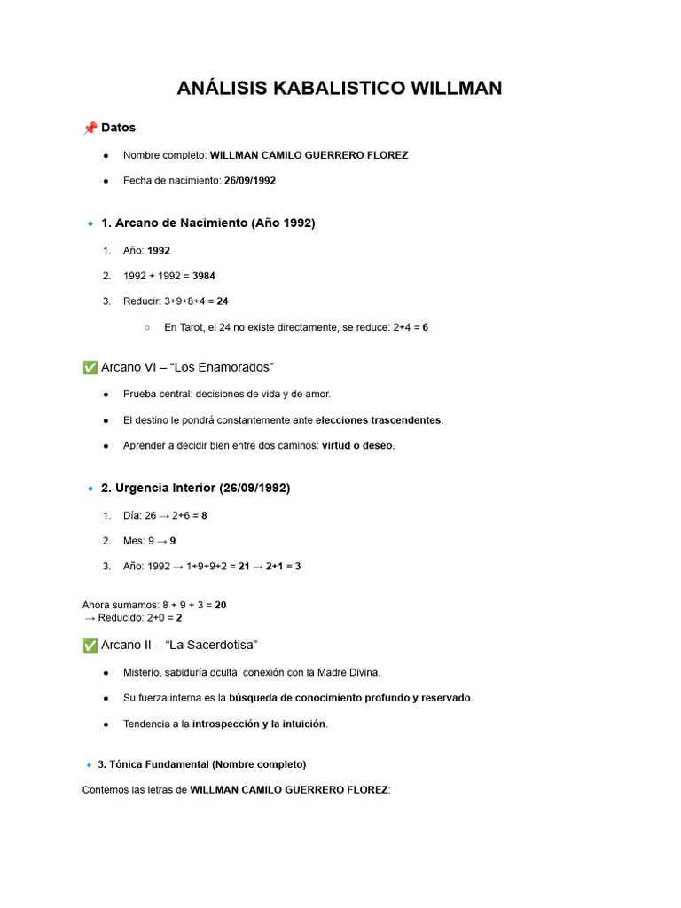 Análisis Kabalistico Willman | PDF