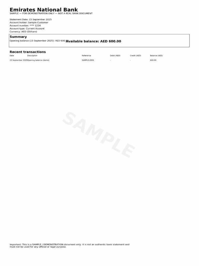 Sample Bank Statement | PDF