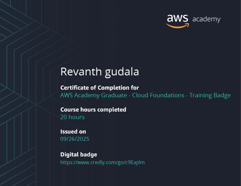 AWS Academy Graduate Cloud Foundations Training Badge Badge20250930-31 ...