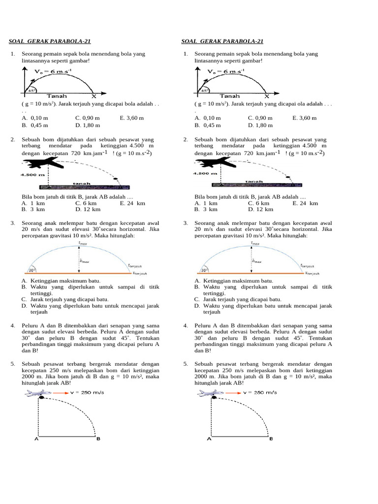 Soal Uh Gerak Parabola.21 | PDF