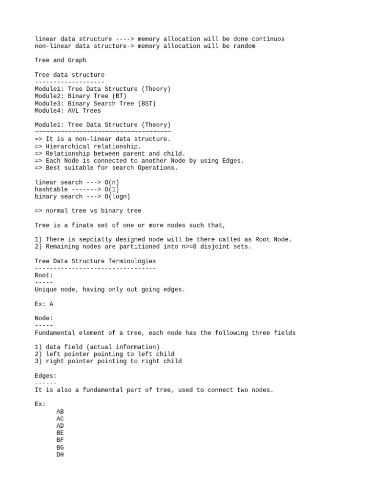 Tree Data Structure Notes | PDF | Algorithms And Data Structures ...