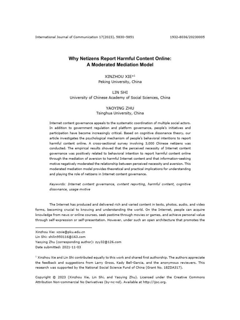 Why Netizens Report Harmful Content Online | PDF | Motivation | Motivational