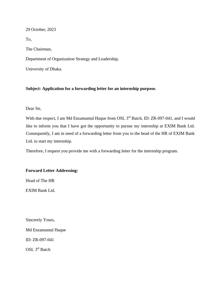 Application For Forwarding Letter 1111 | PDF