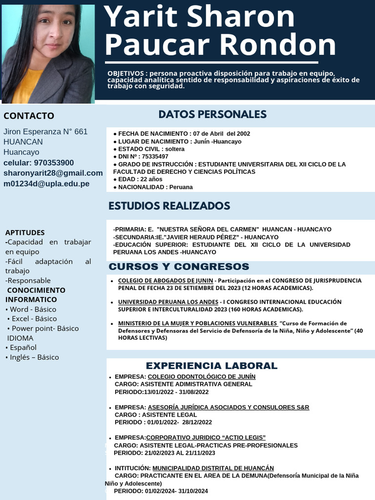 CV - Yarit Sharon Paucar Rondon | PDF | Justicia | Crimen y violencia