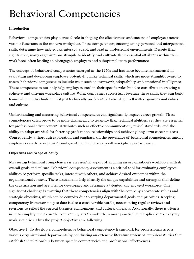 Behavioral Competencies 20250313 150729 0000 | PDF | Skill | Employment