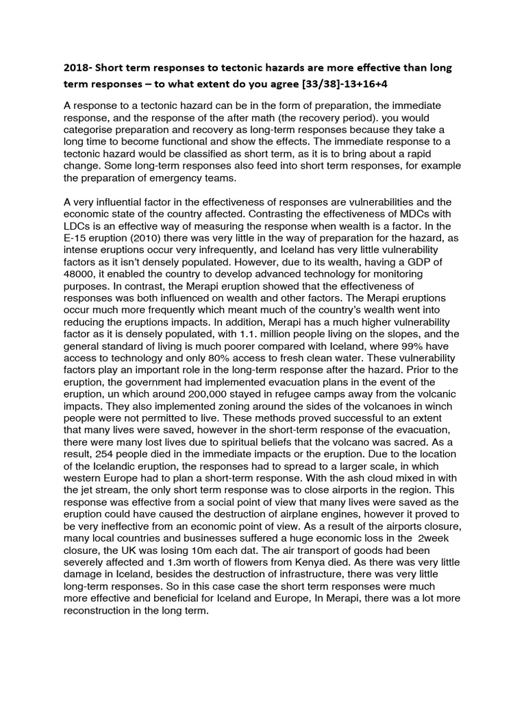 3.1.4 Responses To Hazards | PDF | Earthquakes | Volcano