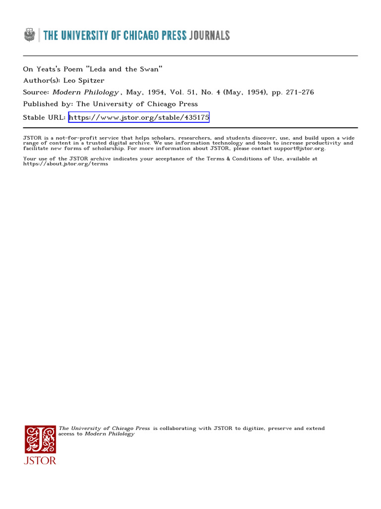 On Yeats' Poem 'Leda and The Swan' | PDF | Poetry