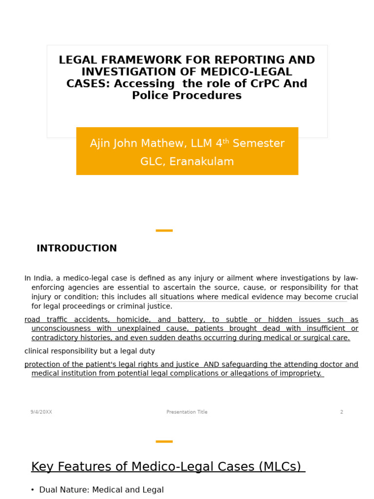 Medico-Legal Case Reporting in India | PDF | Forensic Science | Police