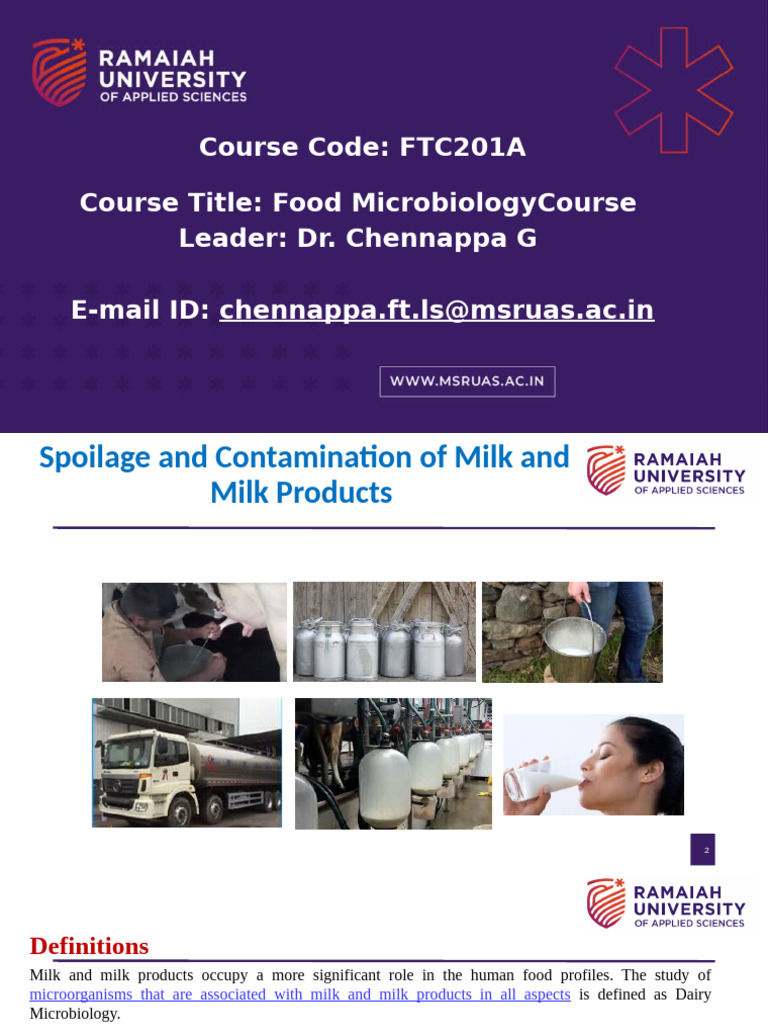 Unit - 4.1 Spoilage of Dairy | PDF | Milk | Microorganism