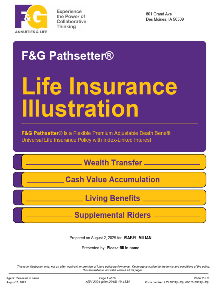 F&G Pathsetter IUL Illustration for Isabel Milian | PDF | Insurance ...