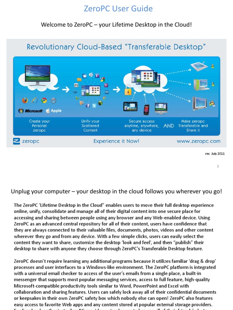 Welcome To Zeropc - Your Lifetime Desktop in The Cloud!: Rev. July 2011 ...