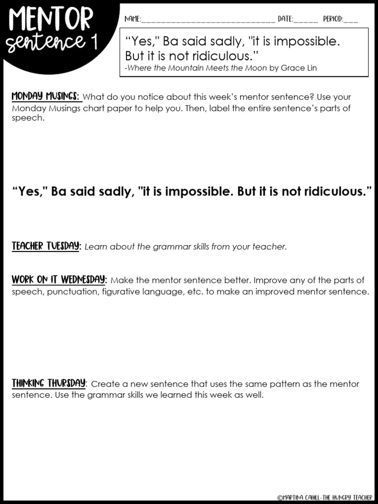 Analyzing Mentor Sentences in Grammar | PDF | Sentence (Linguistics ...