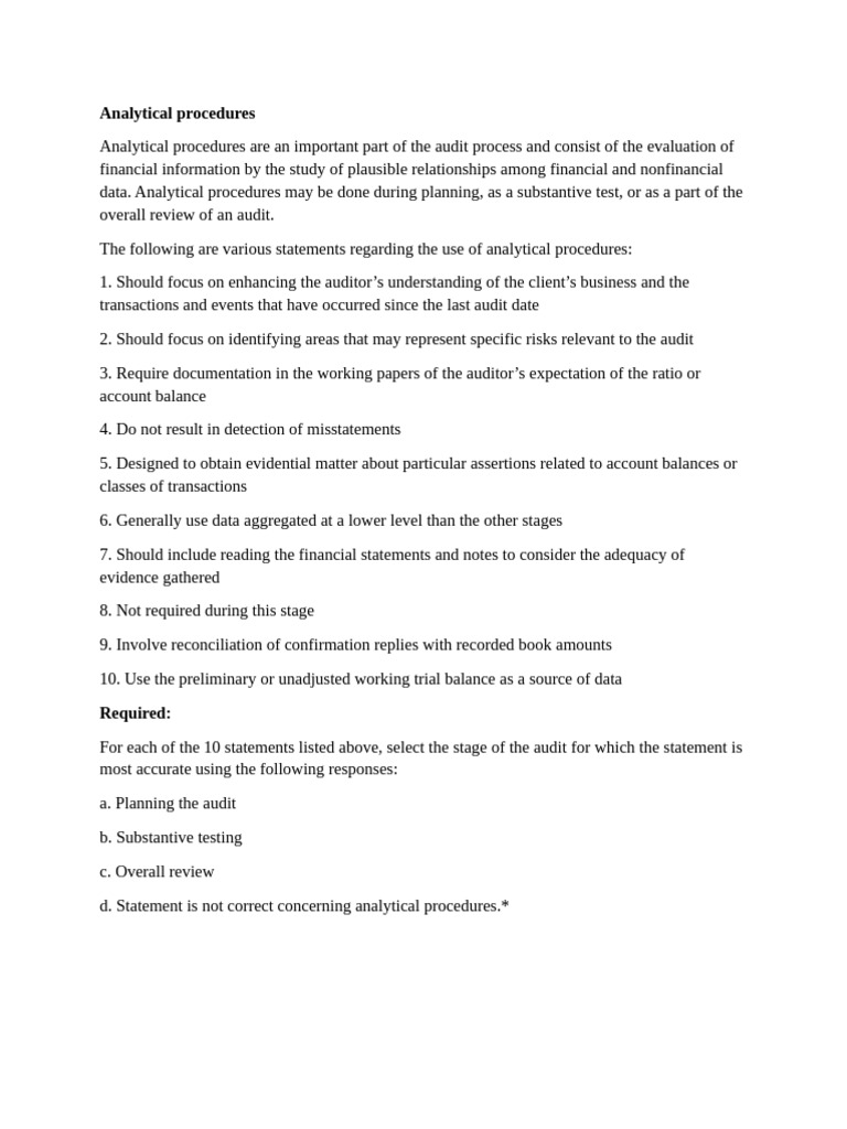 Exercise - Analytical Procedure | PDF