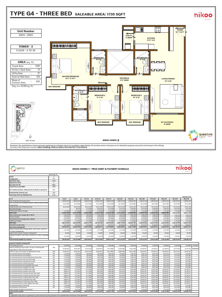 Type G4 - Three Bed: Saleable Area: 1735 SQFT | PDF | Taxes