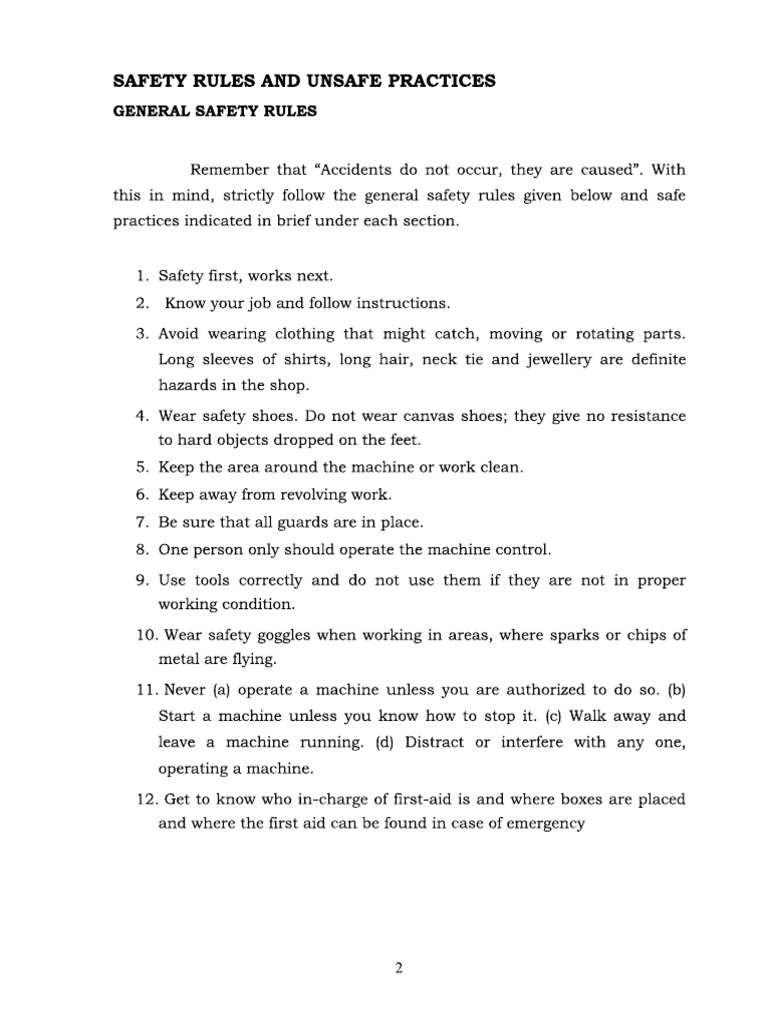 Safety in Shop | PDF