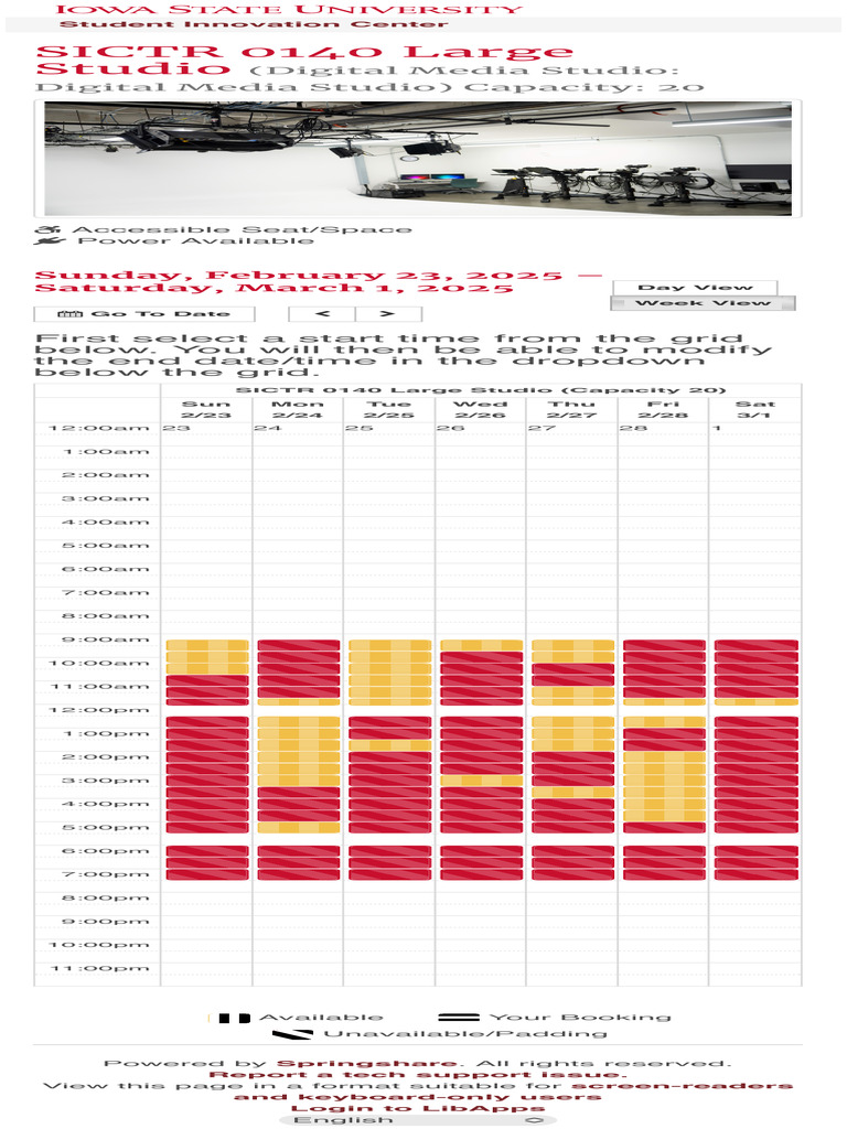 Space Availability - SICTR 0140 Large Studio - Student Innovation ...